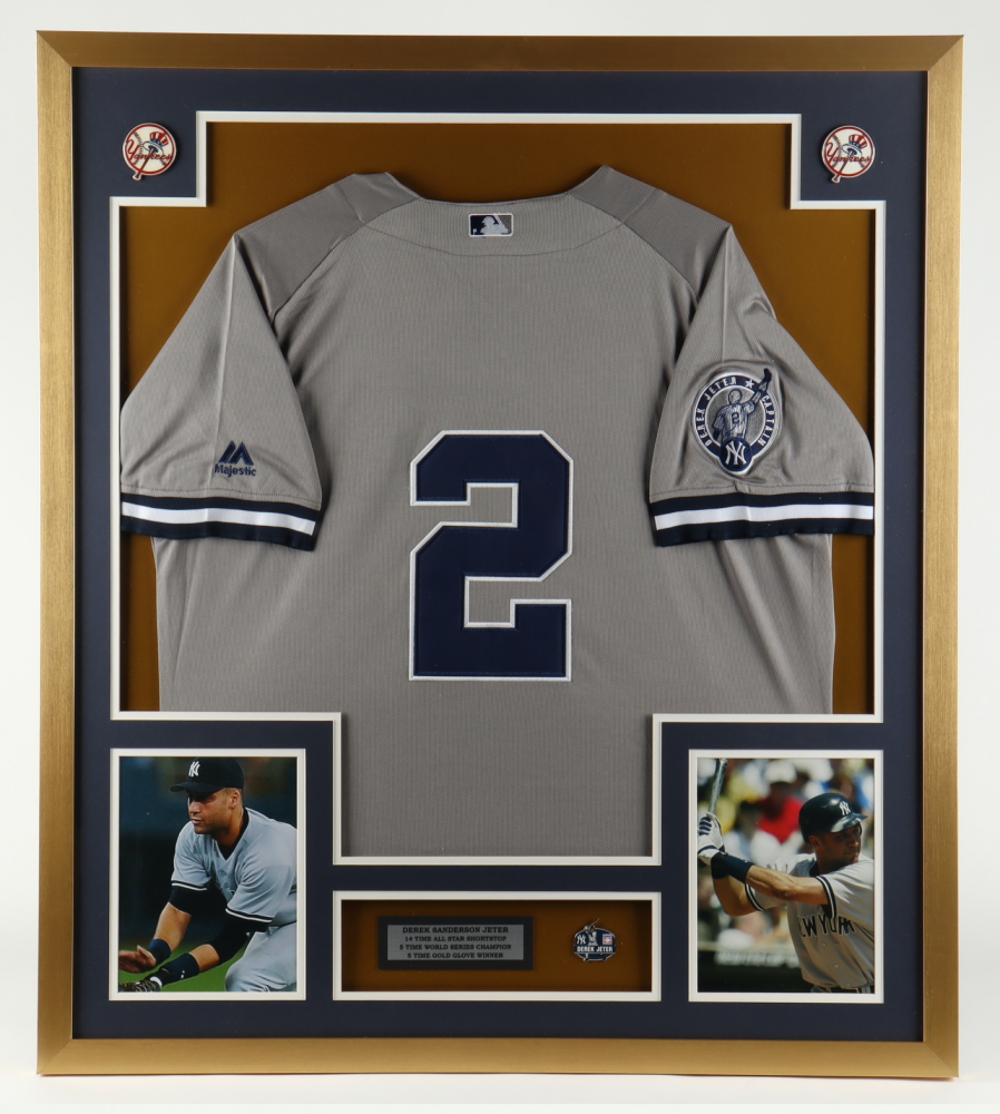 Derek Jeter Yankees 32x36 Custom Framed Jersey Display with Hall Of Fame Induction Pin ...