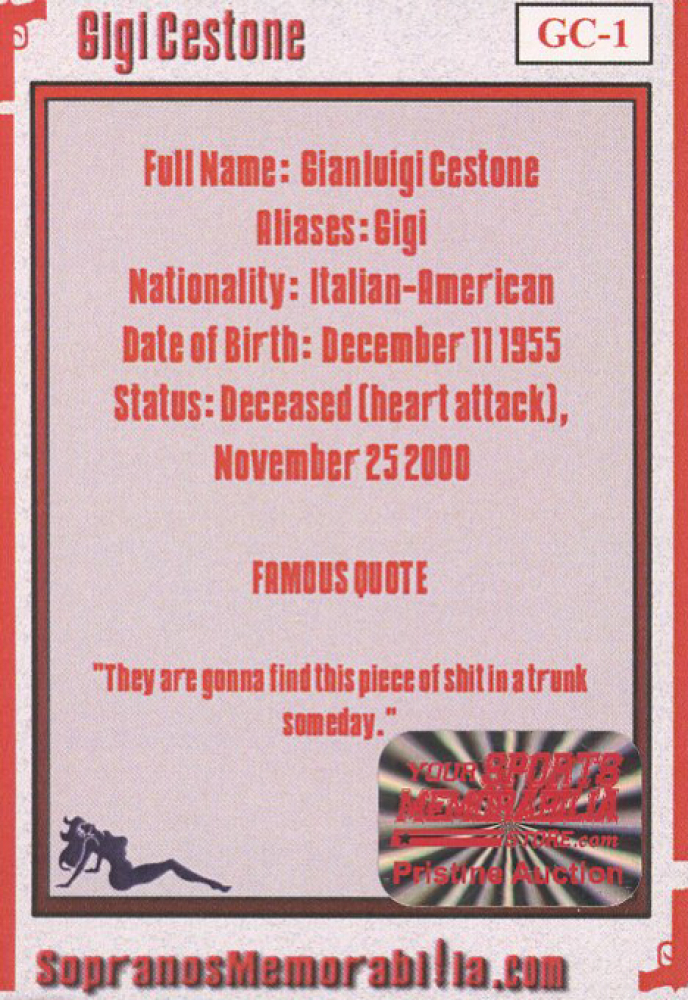 John Fiore Signed The Sopranos Gigi Cestone #GC1 Trading Card (YSMS ...