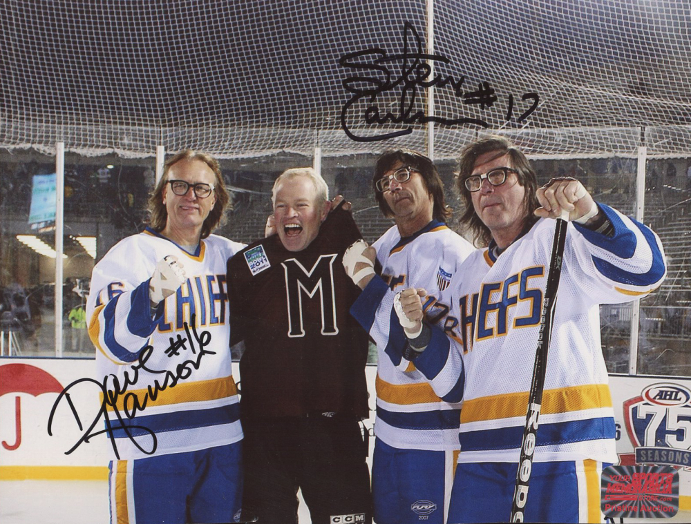 Dave Hanson & Steve Carlson Signed "Slap Shot" 6x8 Photo (YSMS) | Pristine Auction