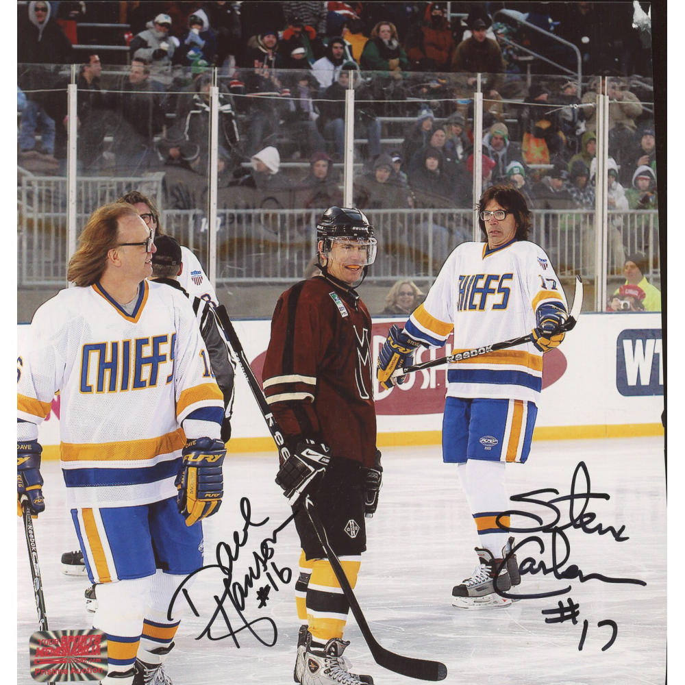 Dave Hanson & Steve Carlson Signed "Slap Shot" 7.75x8 Photo (YSMS) | Pristine Auction