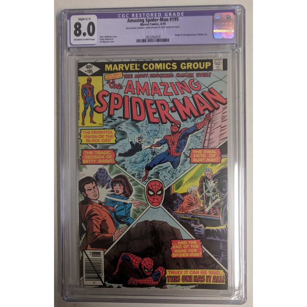 1979 "Amazing Spider-Man" Issue #195 Marvel Comic Book (CGC Restored 8. ...