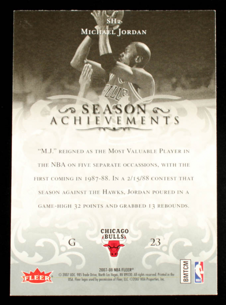 Michael Jordan 2007 Fleer Michael Jordan Season Achievements #SH2 ...