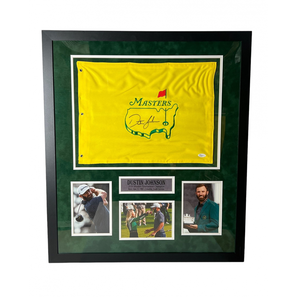 Dustin Johnson Signed Masters 26x30 Custom Framed Pin Flag Display (JSA ...