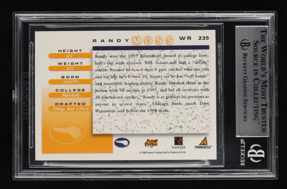 Randy Moss 1998 Score #235 RC (BGS 9) | Pristine Auction