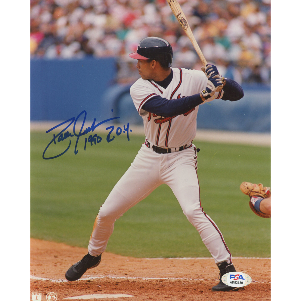 David Justice Signed Braves 8x10 Photo Inscribed "1990 R.O.Y." (PSA ...