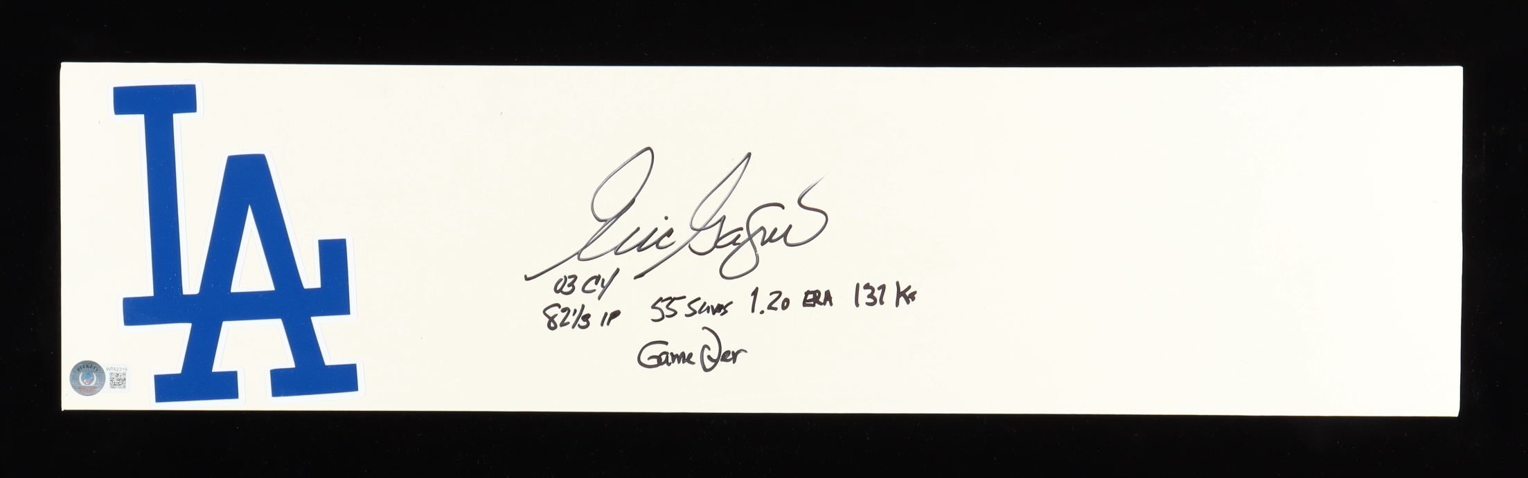 Eric Gagne Signed Dodgers Logo Pitching Rubber with Multiple ...