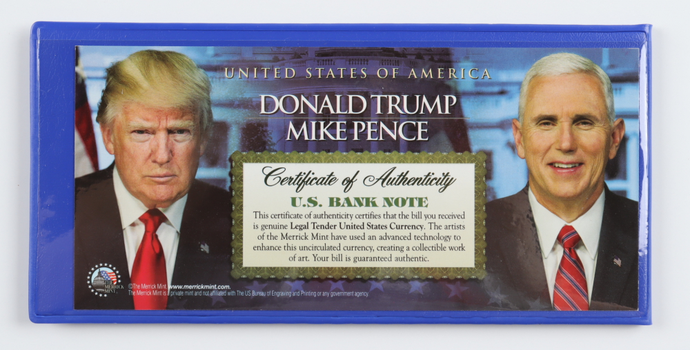 Donald Trump & Mike Pence Genuine Legal Tender U.S. $2 Two Dollar Bill ...