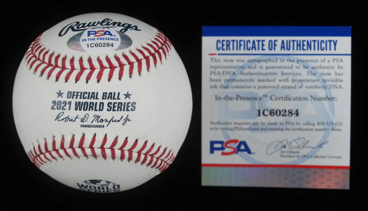 David Justice Signed 2021 World Series Logo Baseball (PSA) | Pristine ...