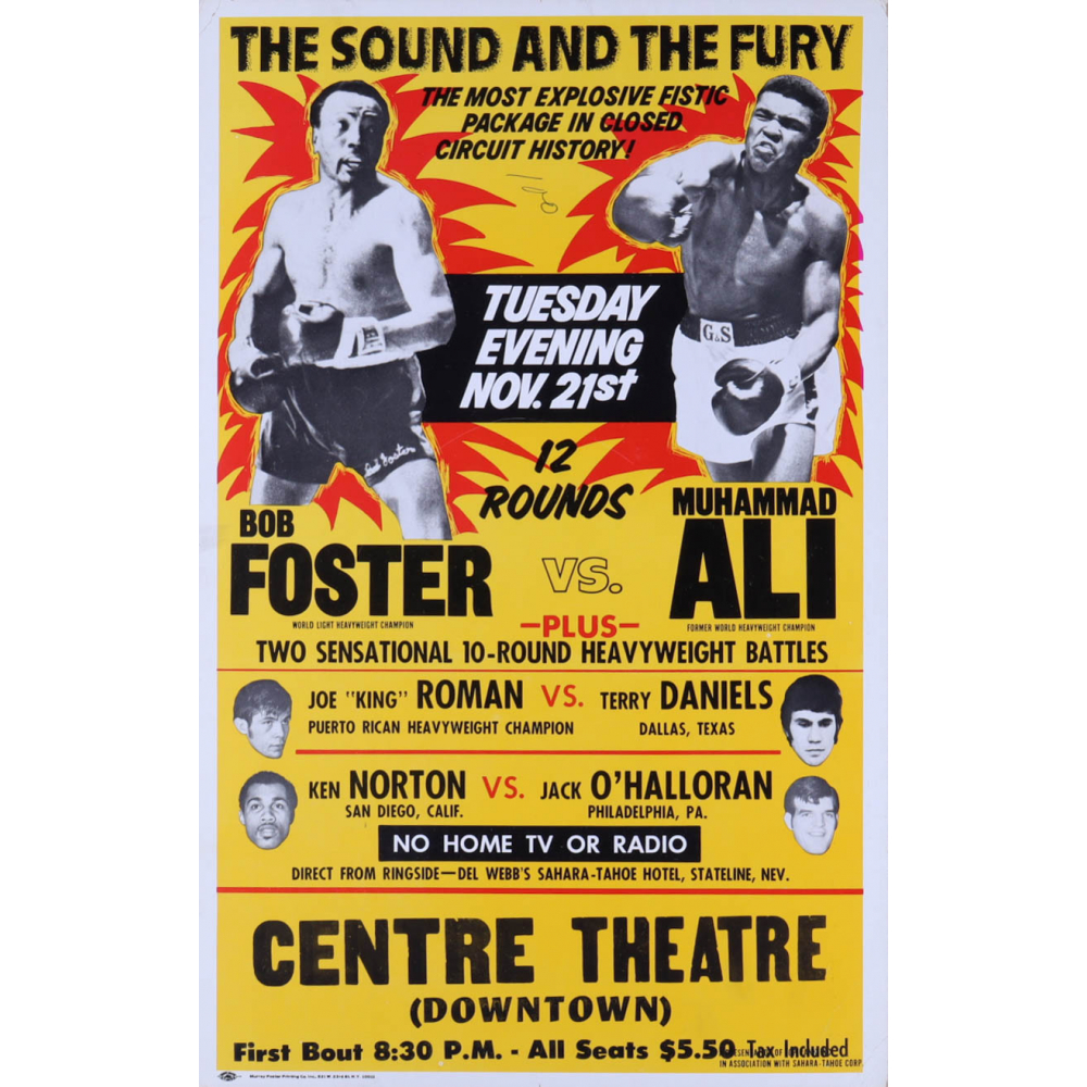 Muhammad Ali vs Bob Foster 14x22 Vintage 1971 Heavyweight Fight Poster ...