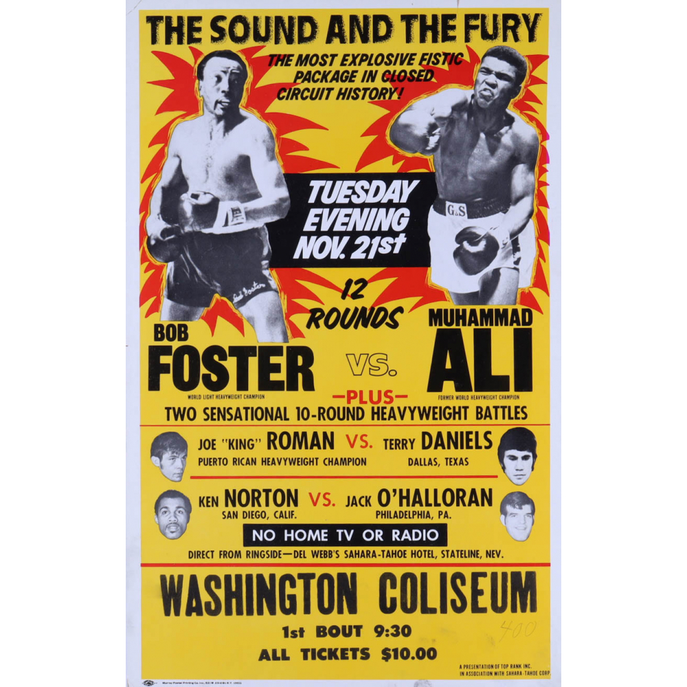 Muhammad Ali vs Bob Foster 14x22 Vintage 1971 Heavyweight Fight Poster ...
