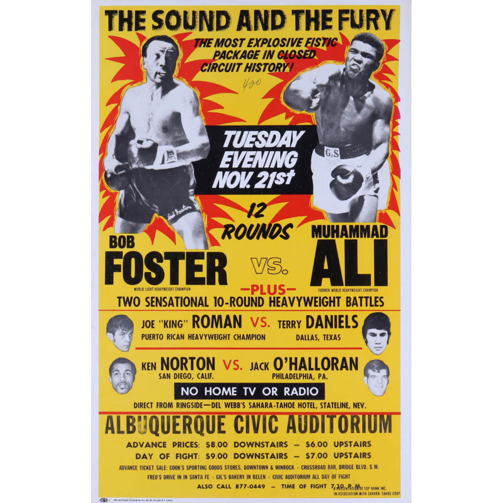 Muhammad Ali vs Bob Foster 14x22 Vintage 1971 Heavyweight Fight Poster ...