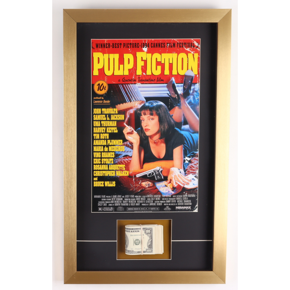 "Pulp Fiction" 15x25 Custom Framed Movie Poster Display with Prop Money ...