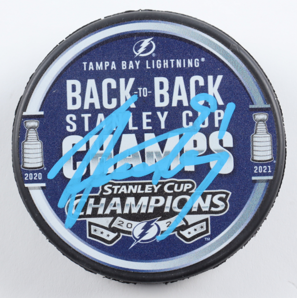 Steven Stamkos Signed Lightning Stanley Cup Champions Logo Hockey Puck ...