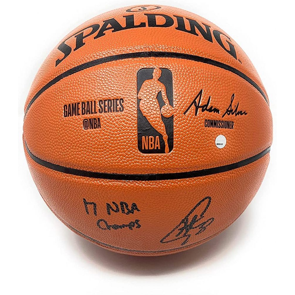 Stephen Curry Signed NBA Game Ball Basketball Inscribed "17 NBA Champs ...