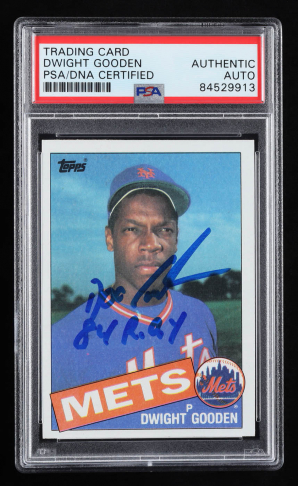Dwight "Doc" Gooden Signed 1985 Topps #620 RC Inscribed "84 R.O.Y" (PSA ...