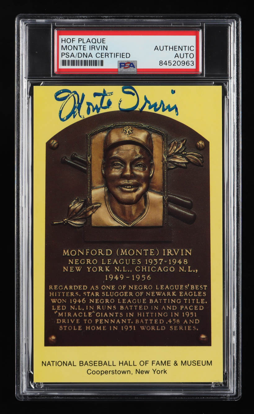 Monte Irvin Signed Hall of Fame Plaque Postcard (PSA) | Pristine Auction