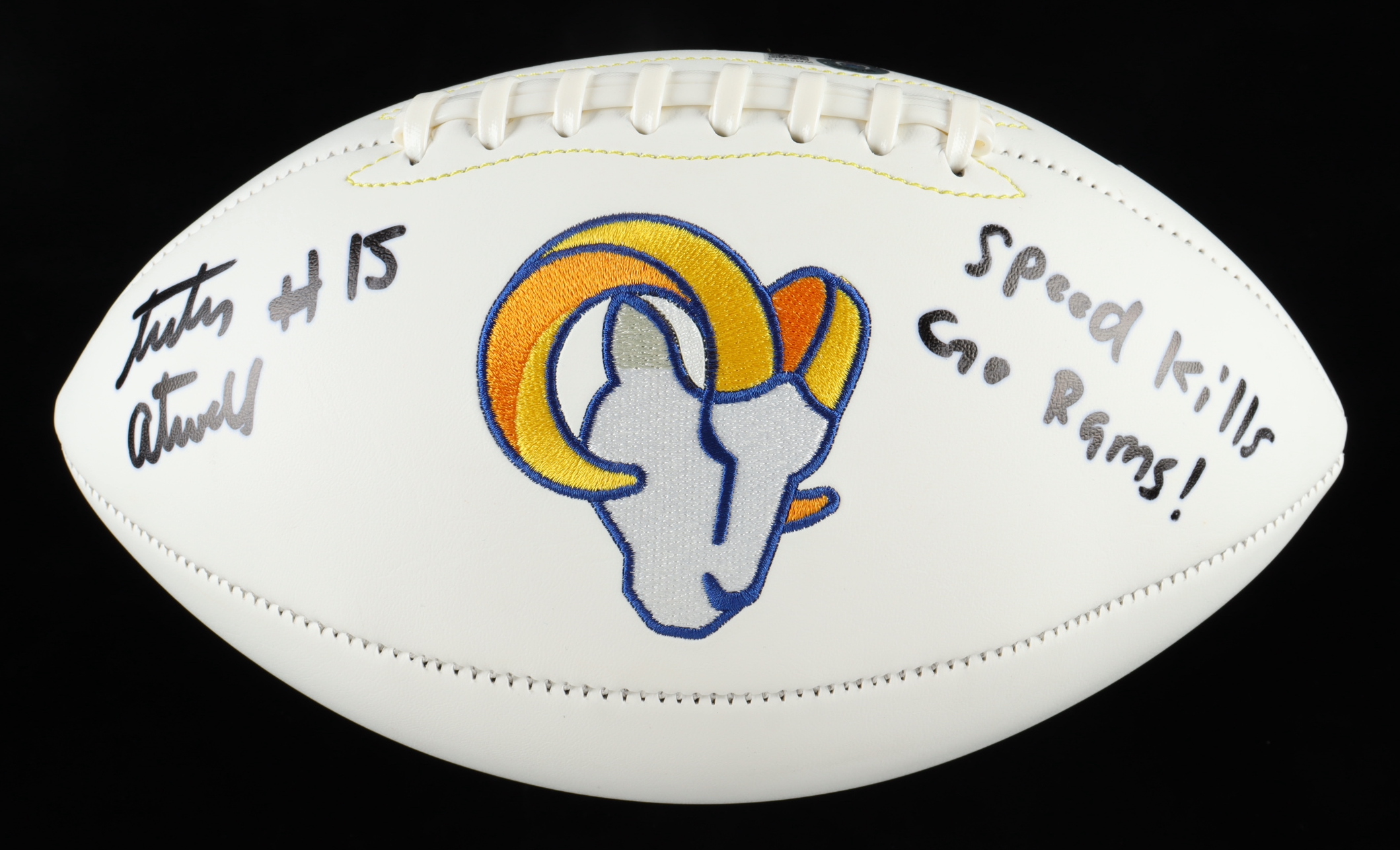 Chatarius "TuTu" Atwell Signed Rams Logo Football Inscribed "Speed ...