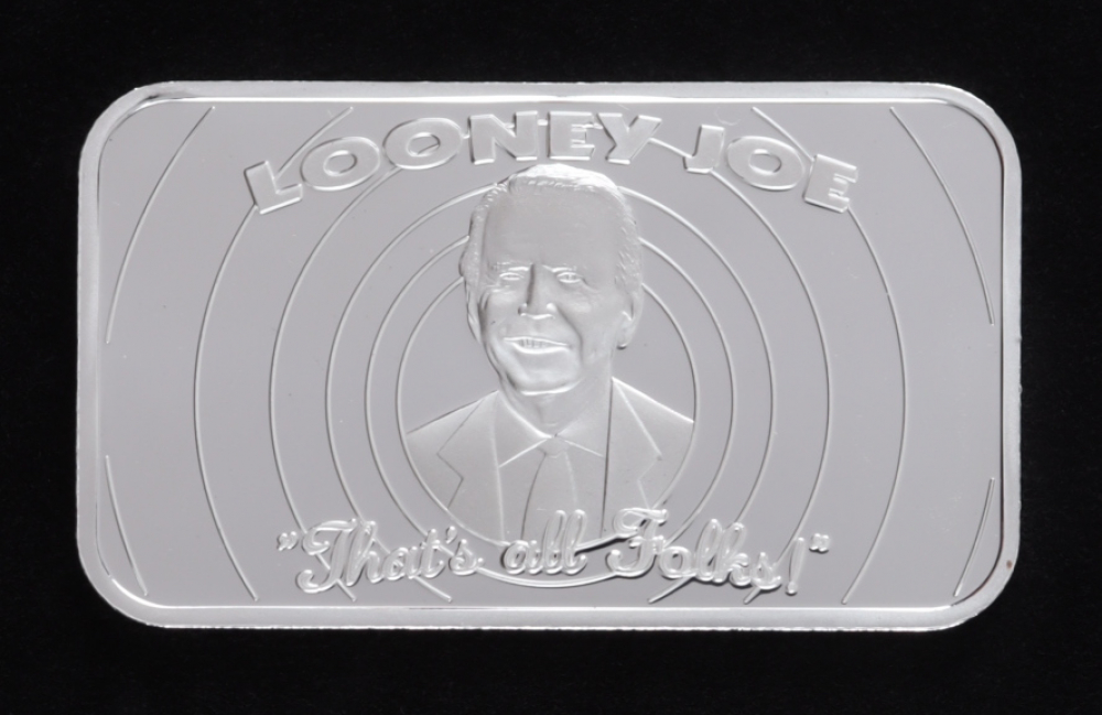 1 Troy oz .999 Joe Biden "Looney Joe" Silver Bullion Bar | Pristine Auction