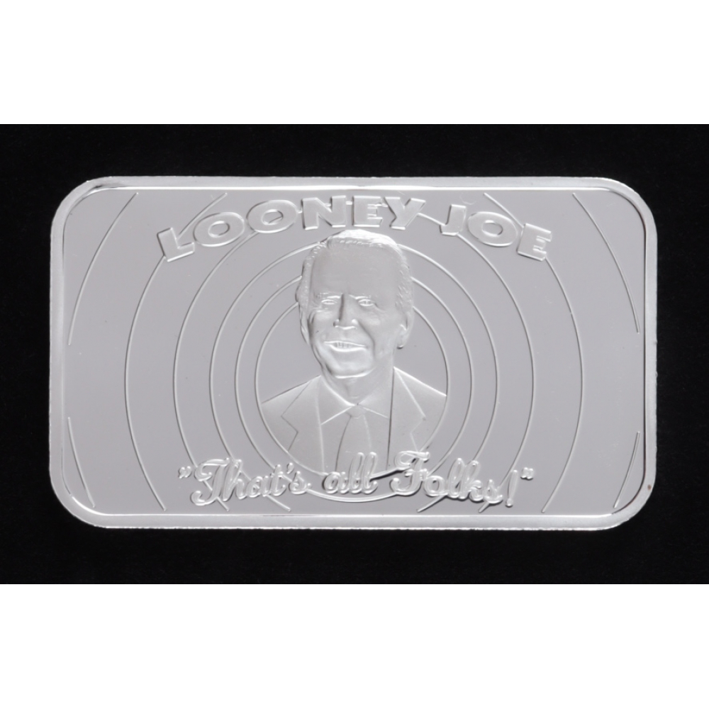 1 Troy oz .999 Joe Biden "Looney Joe" Silver Bullion Bar | Pristine Auction