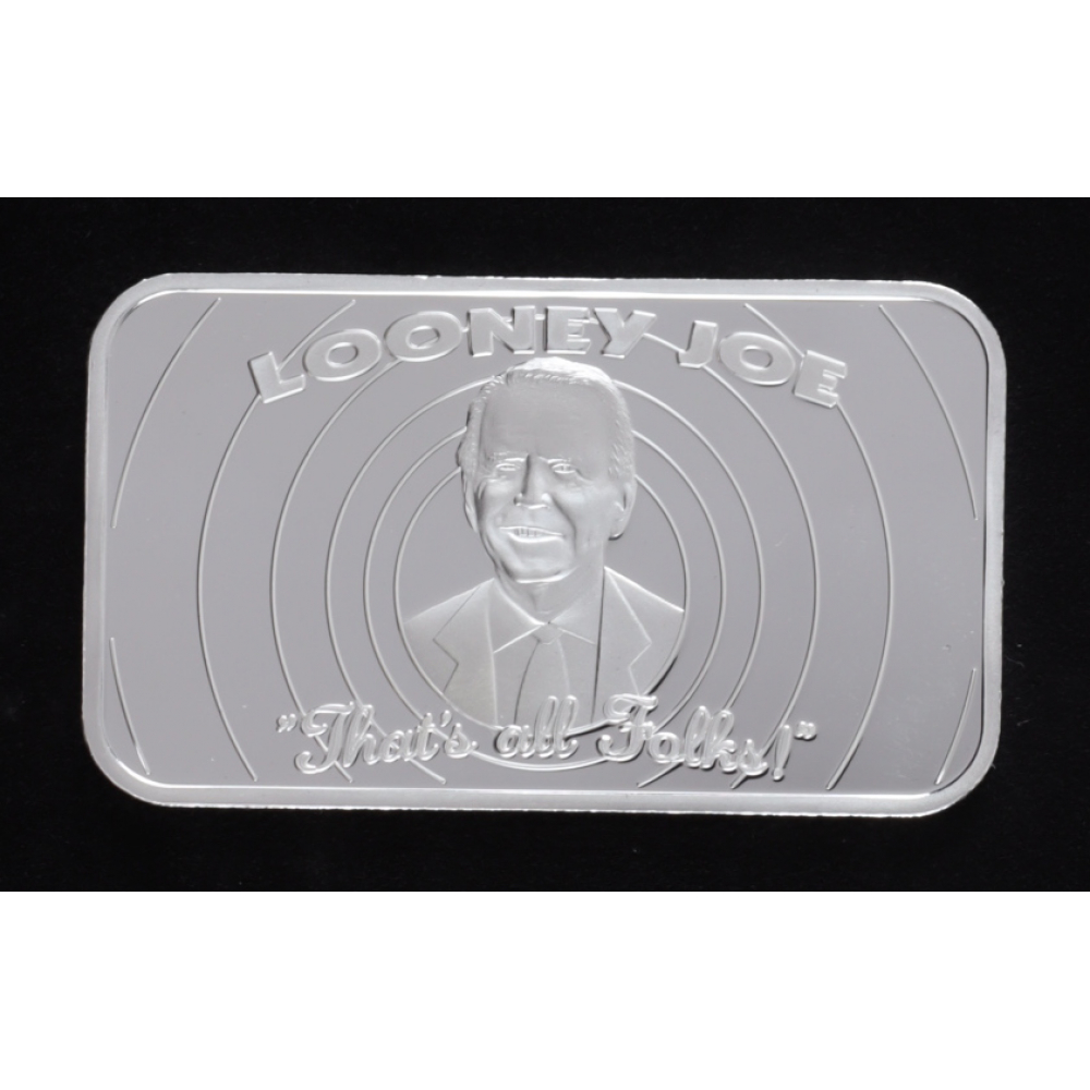 1 Troy oz .999 Joe Biden "Looney Joe" Silver Bullion Bar | Pristine Auction