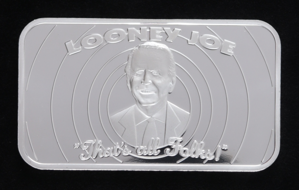 1 Troy oz .999 Joe Biden "Looney Joe" Silver Bullion Bar | Pristine Auction