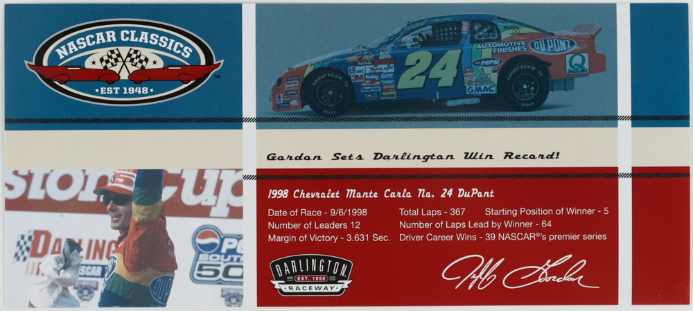 Jeff Gordon & Ray Evernham Signed LE NASCAR #24 Dupont 1998 Darlington ...