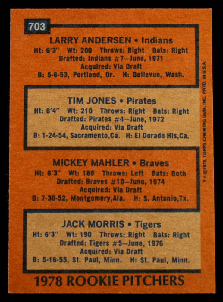 1978 Topps #703 Rookie Pitchers / Larry Andersen / Tim Jones / Mickey ...