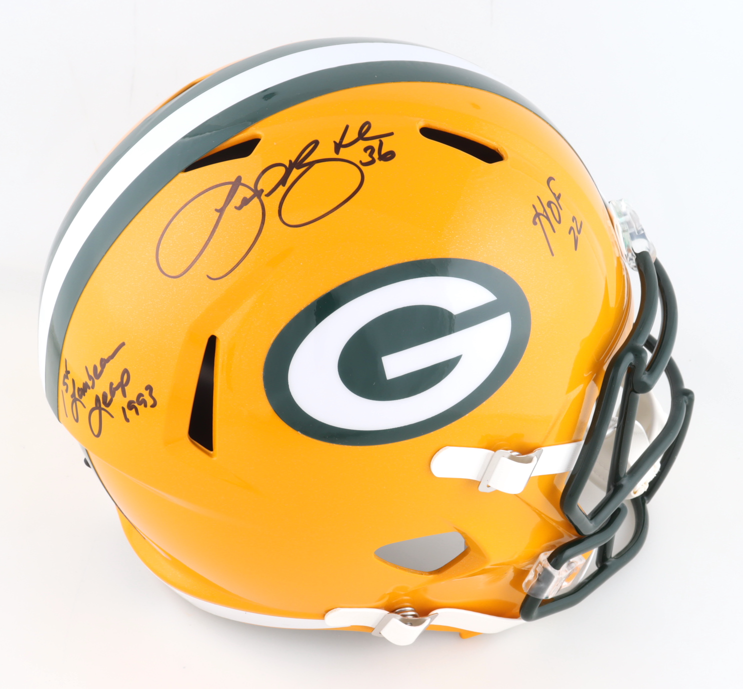 LeRoy Butler Signed Packers Full-Size Speed Helmet Inscribed "HOF 22 ...