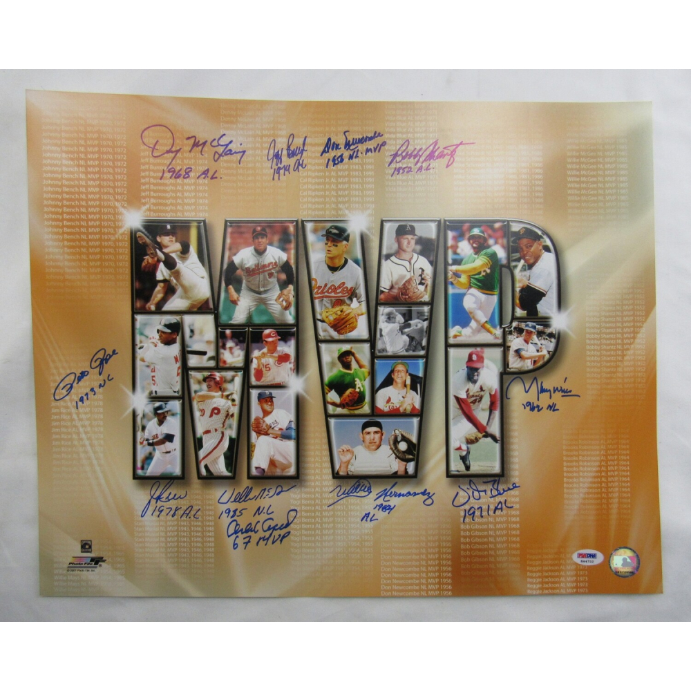 Baseball MVP's 16x20 Photo Signed By (11) with Denny McLain, Jeff ...