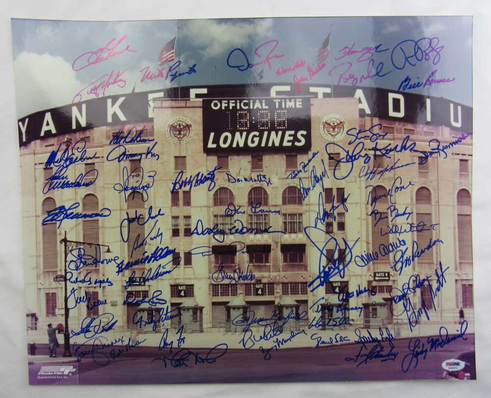 Yankee's Greats 16x20 Photo Signed By (59) with Don Mattingly, Don Larsen, Graig Nettles, Tom ...