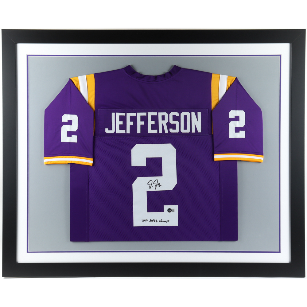 Justin Jefferson Signed Custom Framed Jersey Display Inscribed "2019 ...