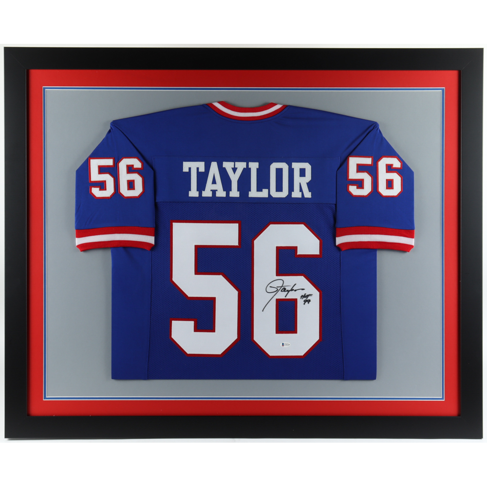 Lawrence Taylor Signed 35.5x43.5 Custom Framed Jersey Display Inscribed ...