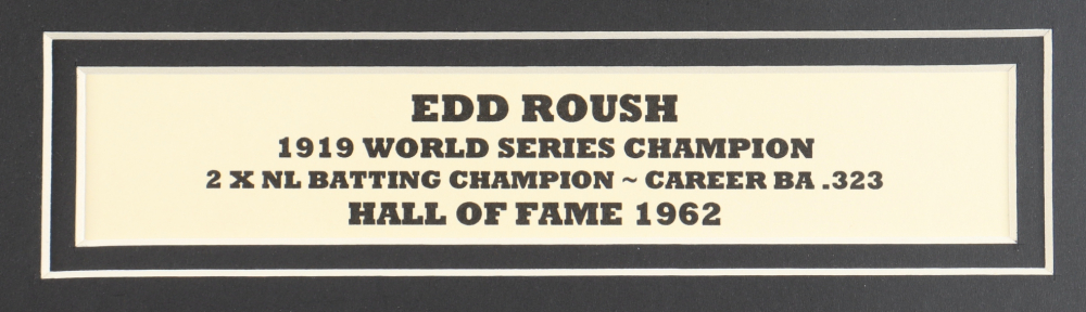 Edd Roush Signed Reds 14x18 Custom Matted Hall of Fame Plaque Postcard ...