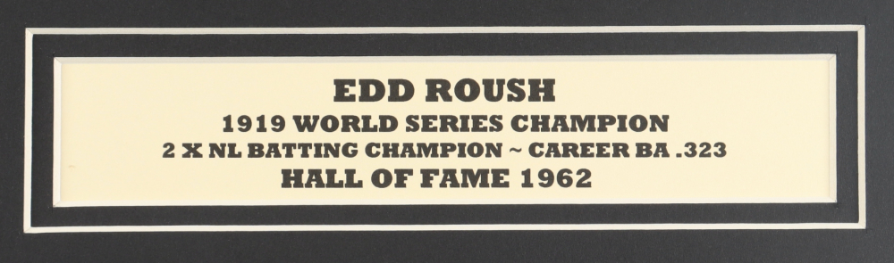 Edd Roush Signed Reds 14x18 Custom Matted Hall of Fame Plaque Postcard ...
