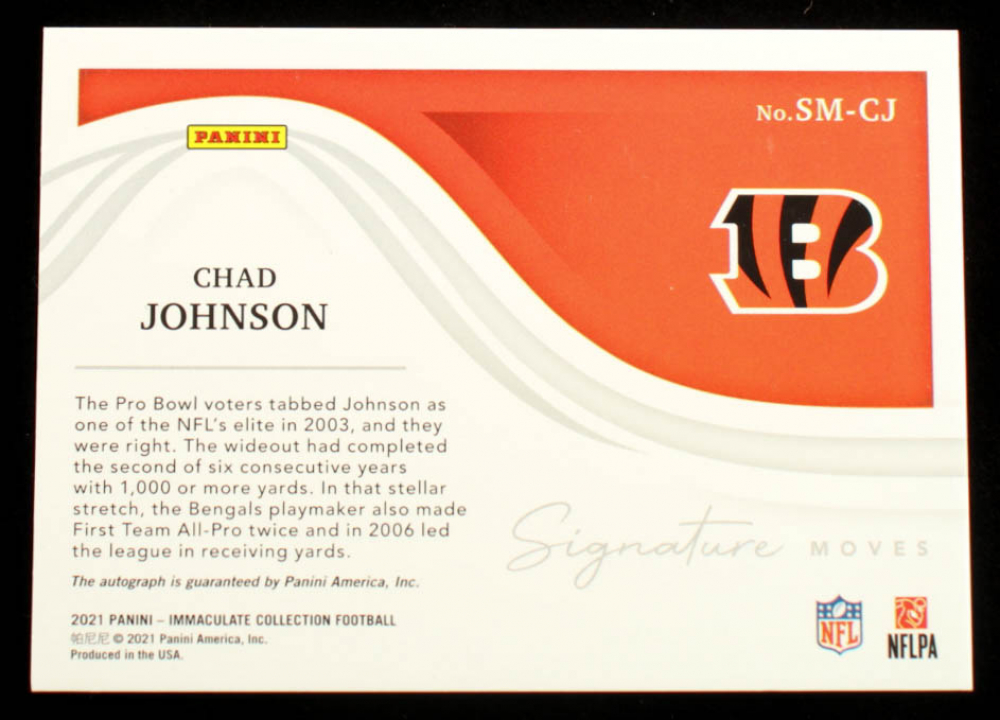 Chad Johnson 2021 Immaculate Collection Signature Moves #14 #1/25 ...