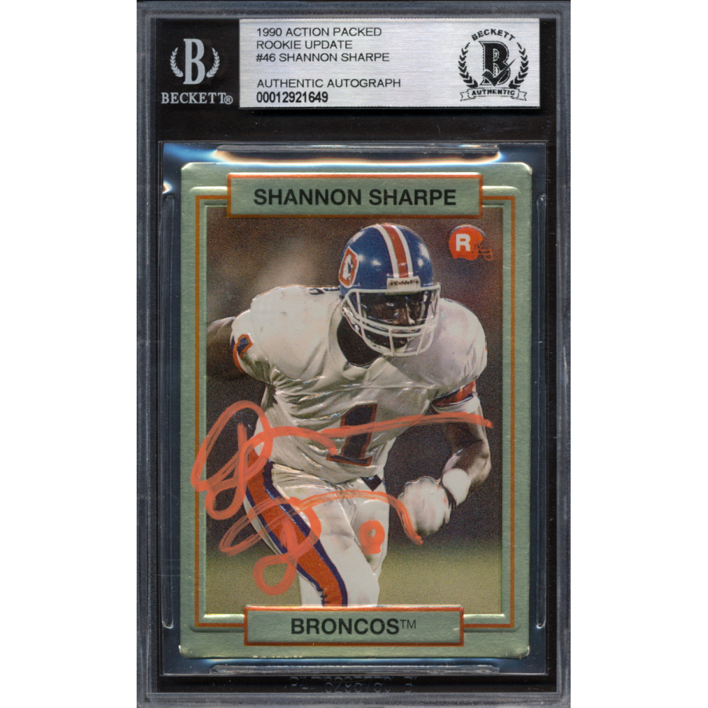 Shannon Sharpe Signed 1990 Action Packed Rookie Update #46 RC (BGS ...