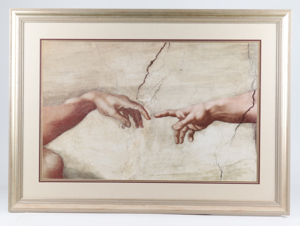 Michelangelo: Hands of God and Adam, Detail from The Creation of Adam ...