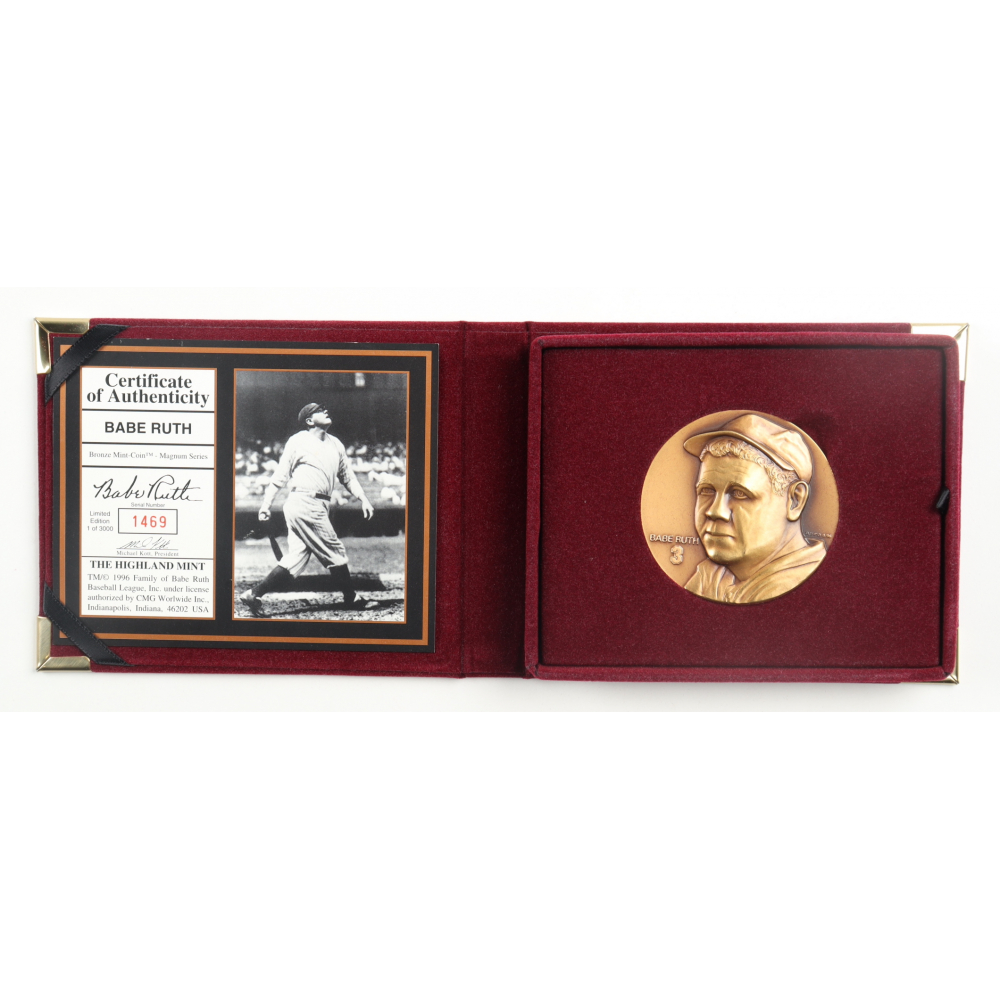 Babe Ruth LE Highland Mint Bronze Coin in Case | Pristine Auction