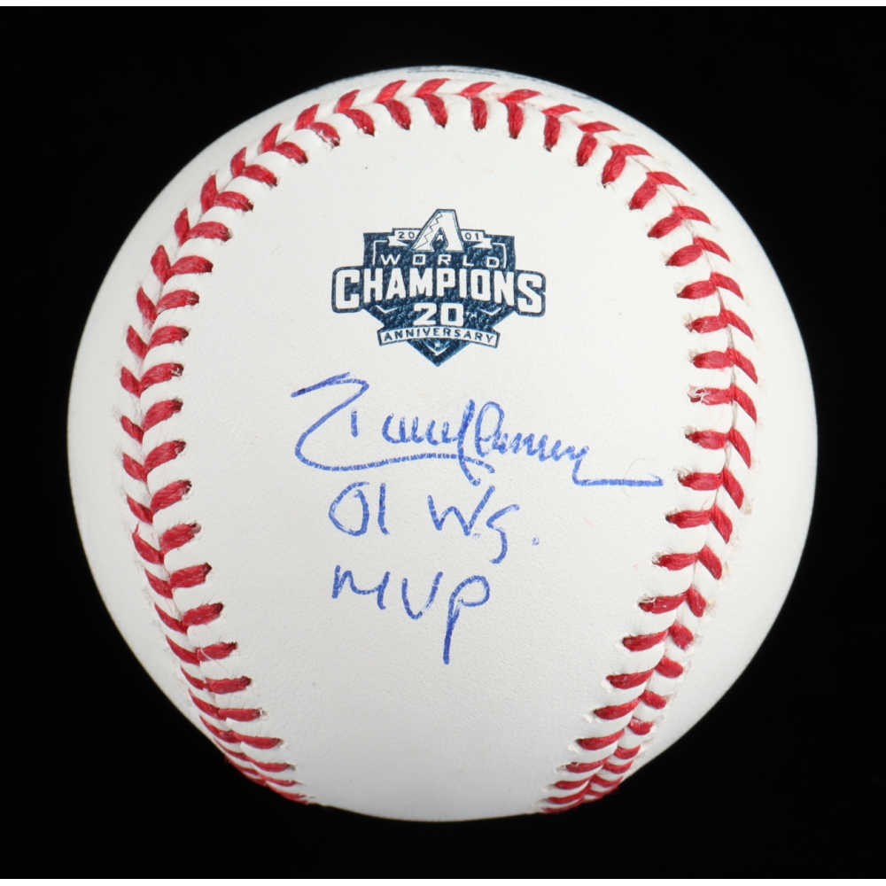 Randy Johnson Signed OML Commemorative Baseball Inscribed "01 W.S. MVP ...