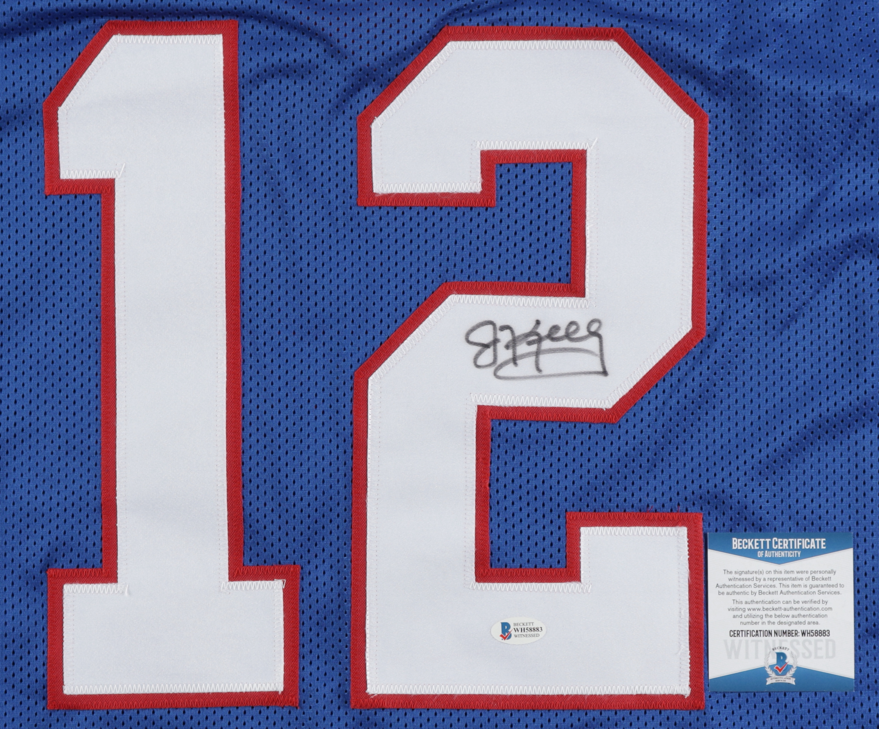 Jim Kelly Signed Career Highlight Stat Jersey (Beckett) | Pristine Auction
