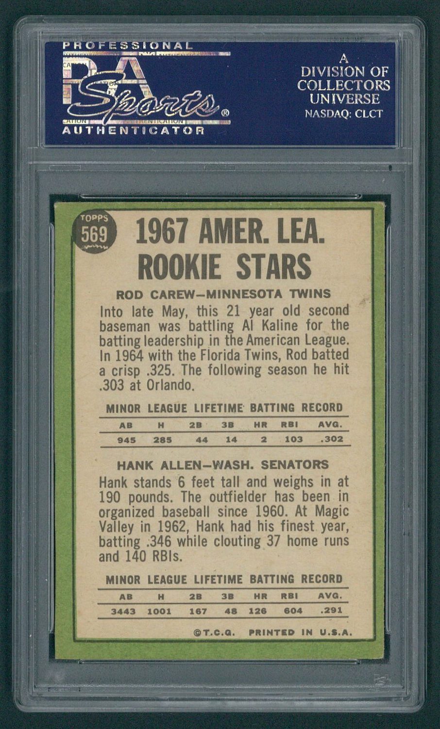 Rod Carew Signed 1967 Topps #569 Rookie Card (PSA 10) | Pristine Auction