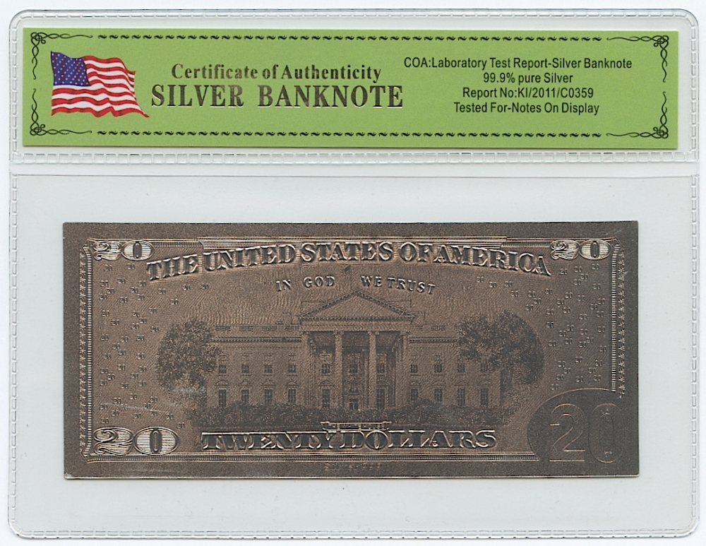 Silver Limited Edition US $20 Banknote Bill | Pristine Auction