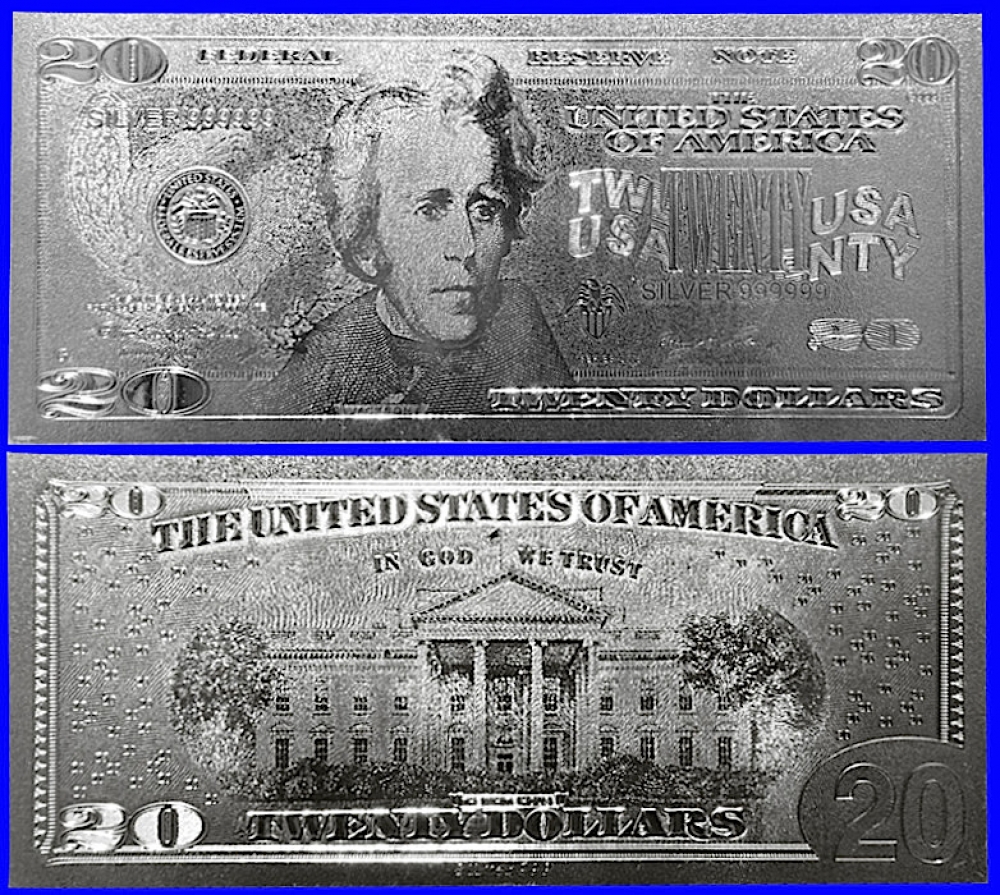 Silver Limited Edition US $20 Banknote Bill | Pristine Auction