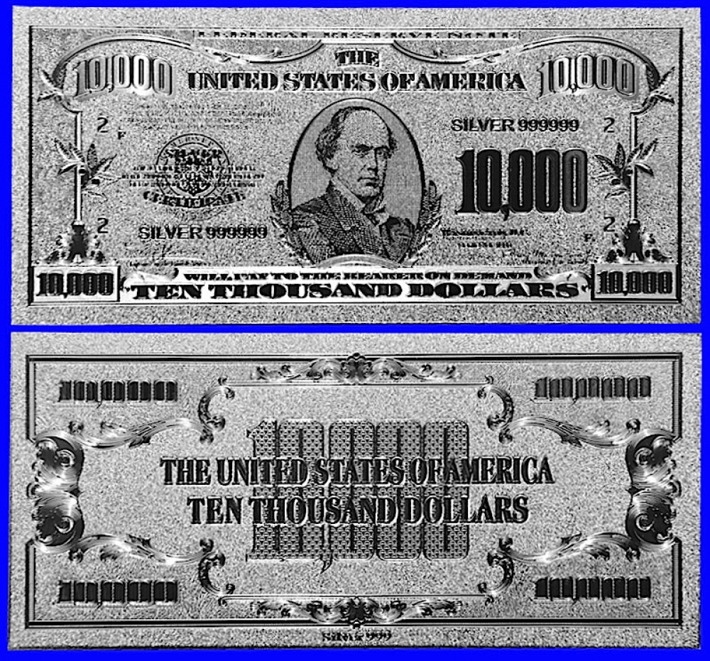 Silver Limited Edition US $10,000 Banknote Bill | Pristine Auction