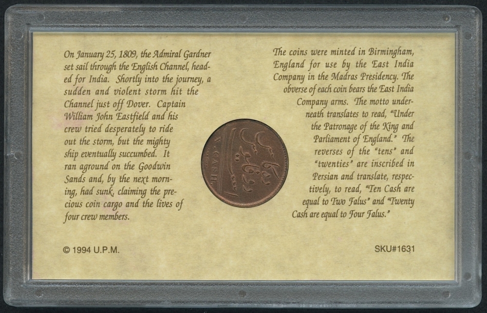 Shipwreck Coin from the Shipwreck of the Admiral Gardner in 1809 ...