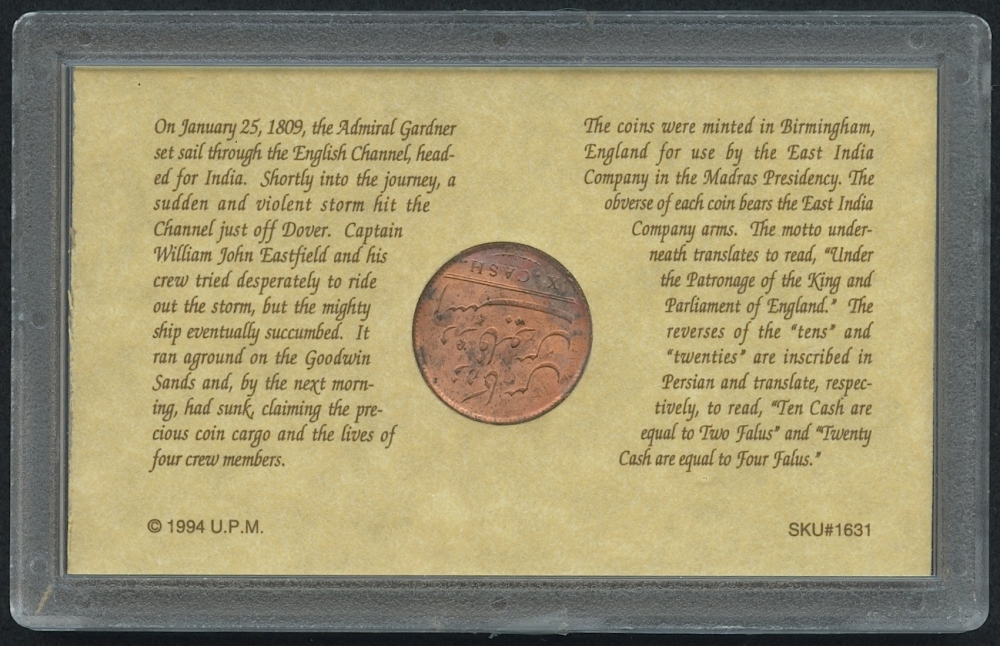 Shipwreck Coin from the Shipwreck of the Admiral Gardner in 1809 ...