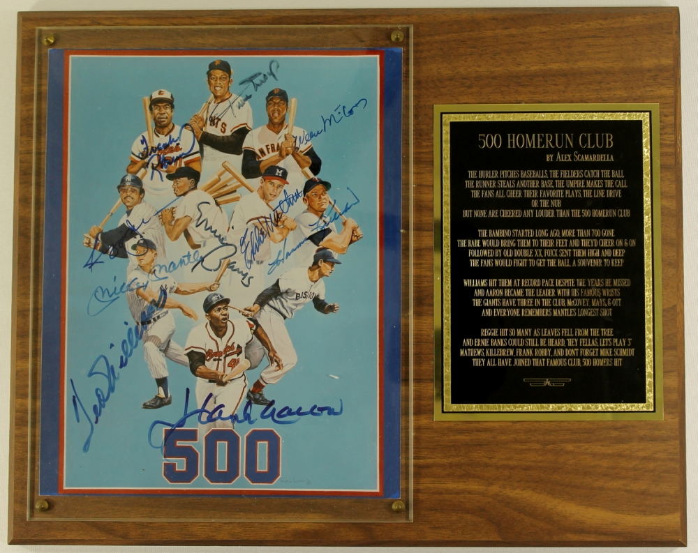 "500 Home Run Club" 12x15 Custom Plaque Display Signed by (10) with ...