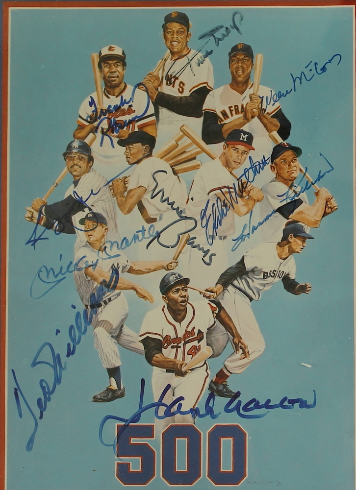 "500 Home Run Club" 12x15 Custom Plaque Display Signed by (10) with ...