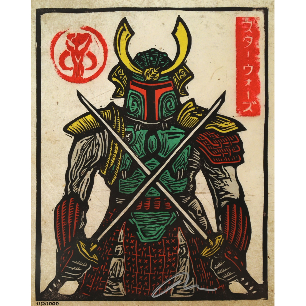 Brian Reedy Signed LE Boba Fett "Star Wars" Galactic Samurai 8x10 Art ...