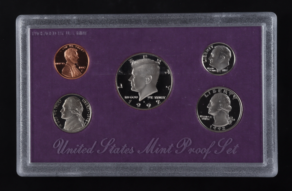 1992-S United States Mint Silver Proof Set of (5) Coins with Original ...